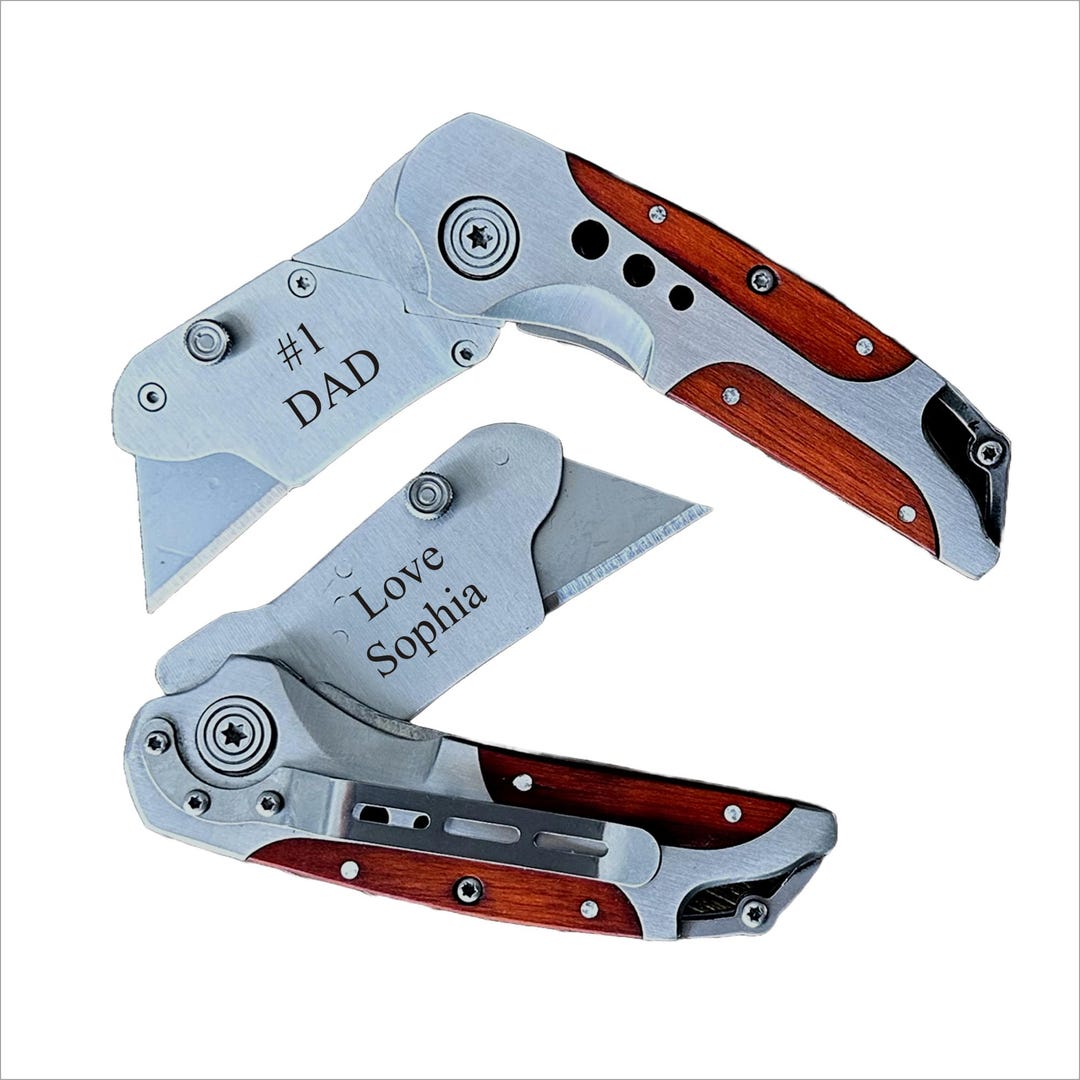 Custom Engraved Utility Box Knife With Clip, Personalized Pocket Knife ...