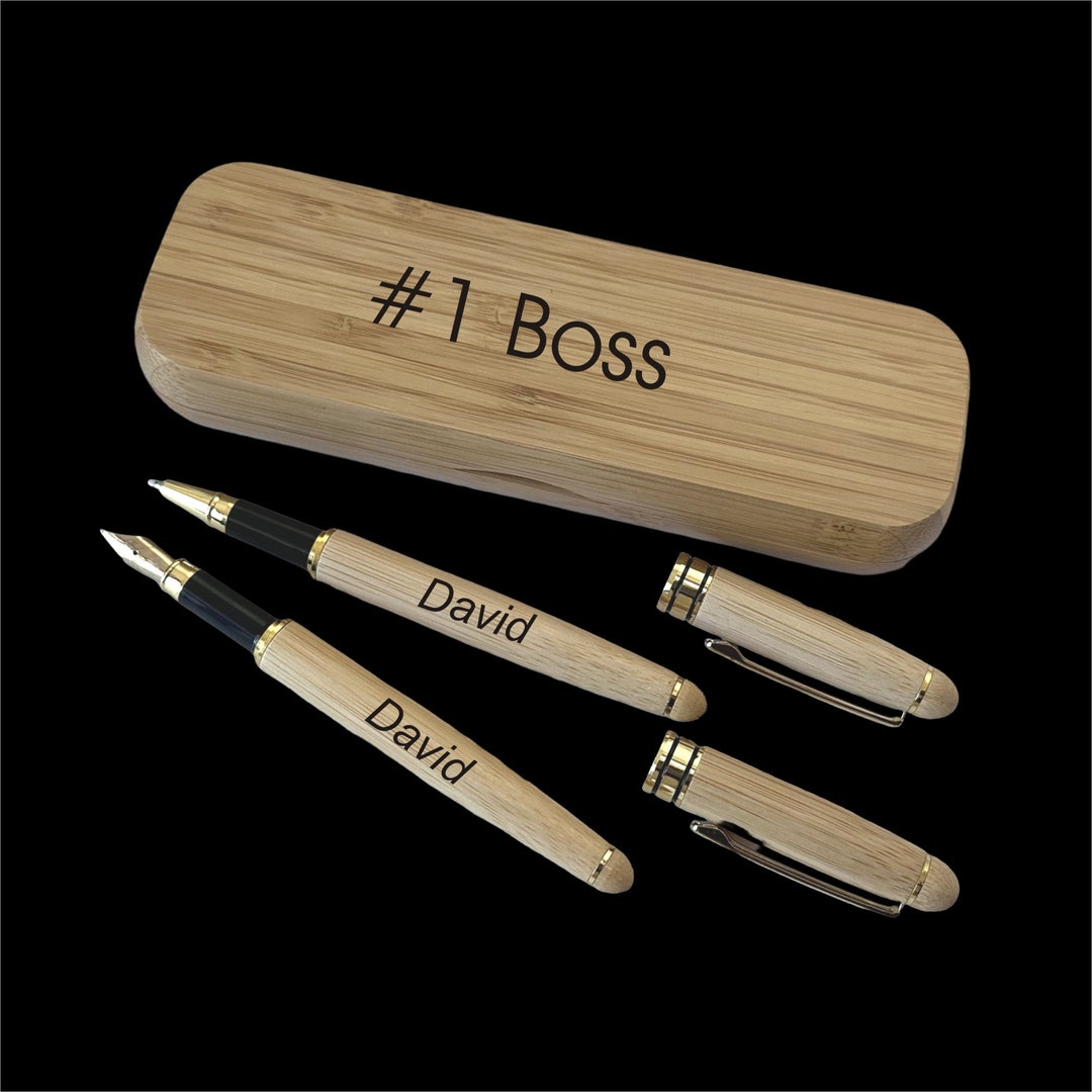 Personalized Wood Ink Pen and Sign Pen Set , Custom Engraved Fountain ...