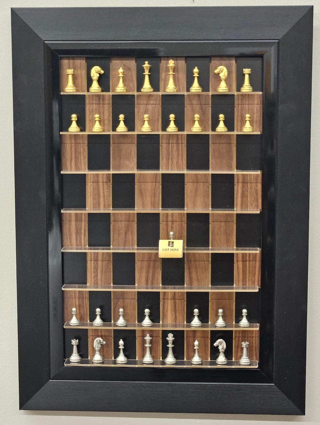 Black Walnut Straight up Chess Board With Tuxedo Frame for the Included ...