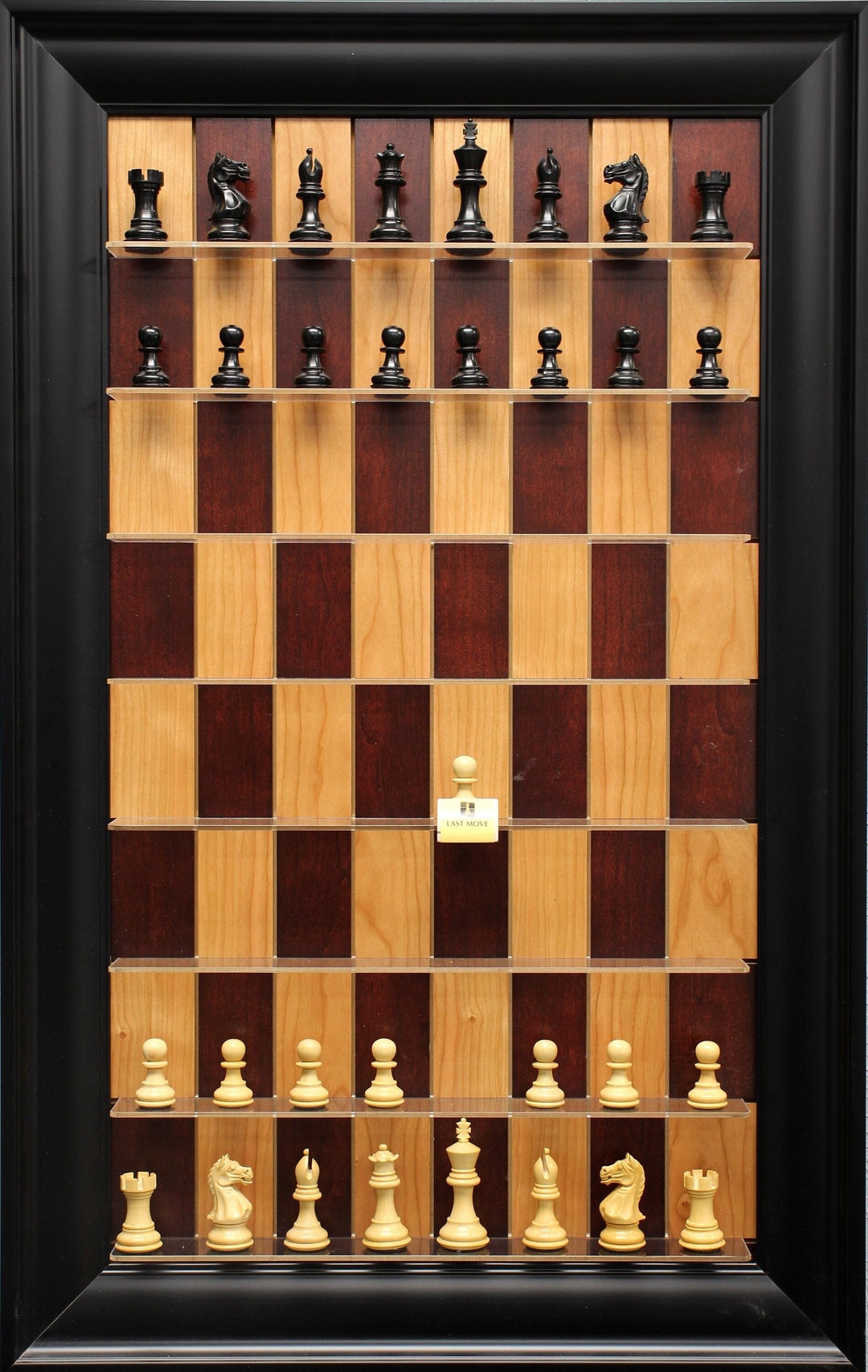Red Cherry Straight up Chess Board With Black Contemporary Frame and ...