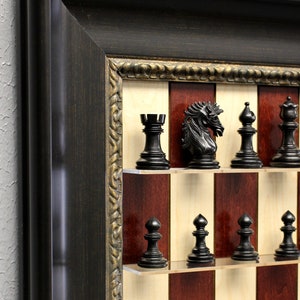 Red Maple Board With Dark Bronze Frame and Option on Chess Pieces - Etsy