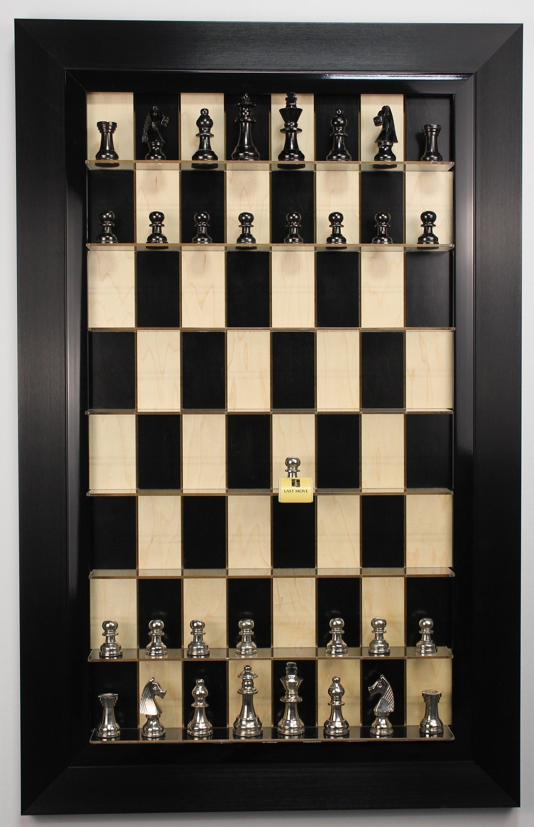 Black Maple Straight up Chess Vertical Wall-mounted Chess Board With ...