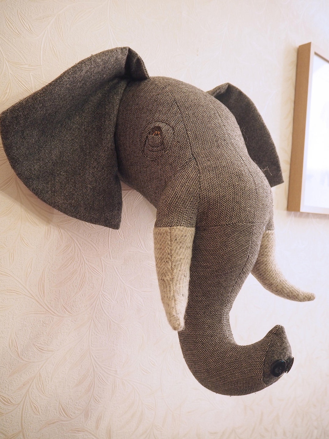 Large Magnificient Faux Elephant Trophy Head Wool Herringbone - Etsy UK