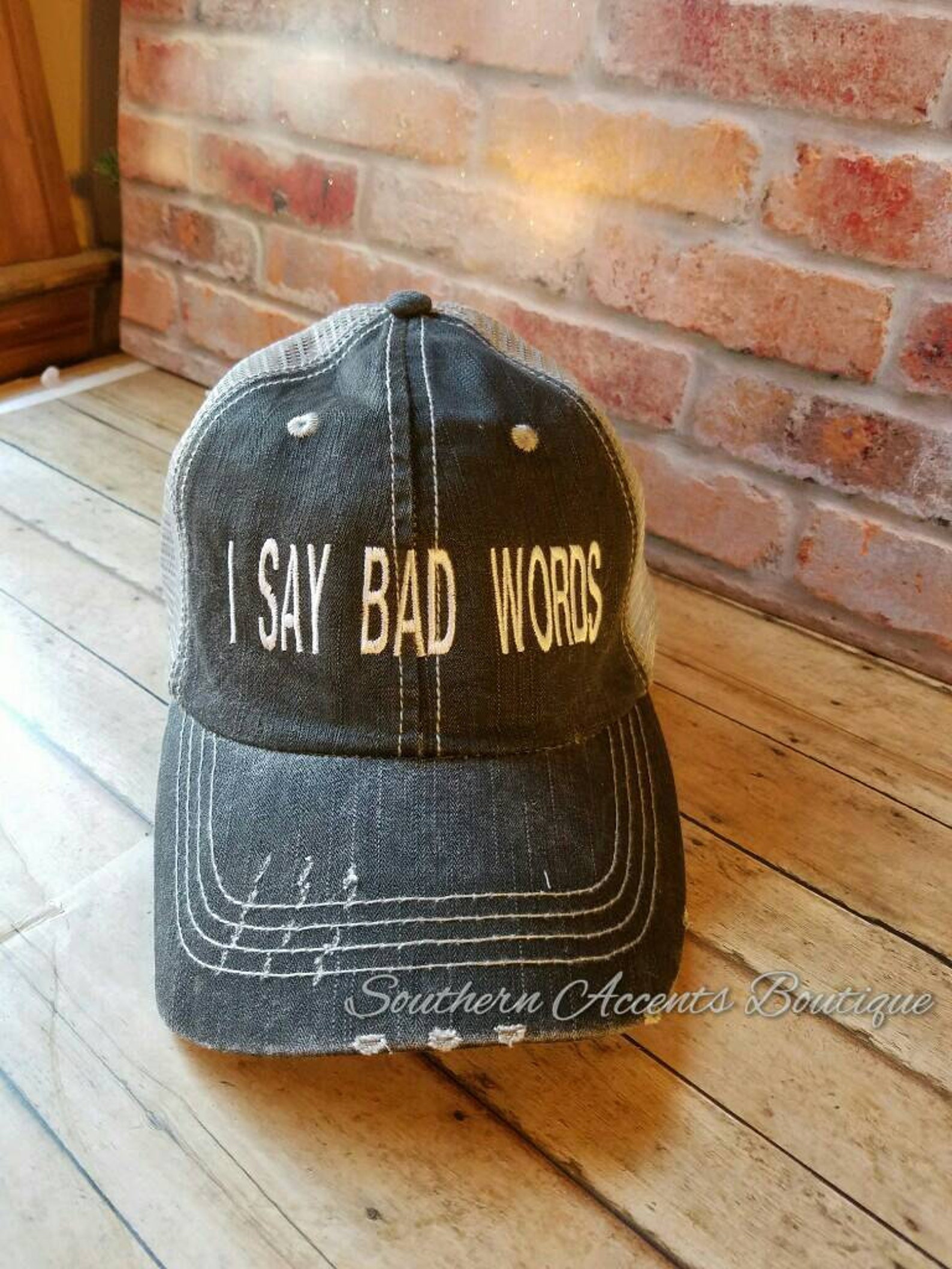 Bad Words Trucker Hat / Trucker Hat/monogram Cap/ Distressed - Etsy