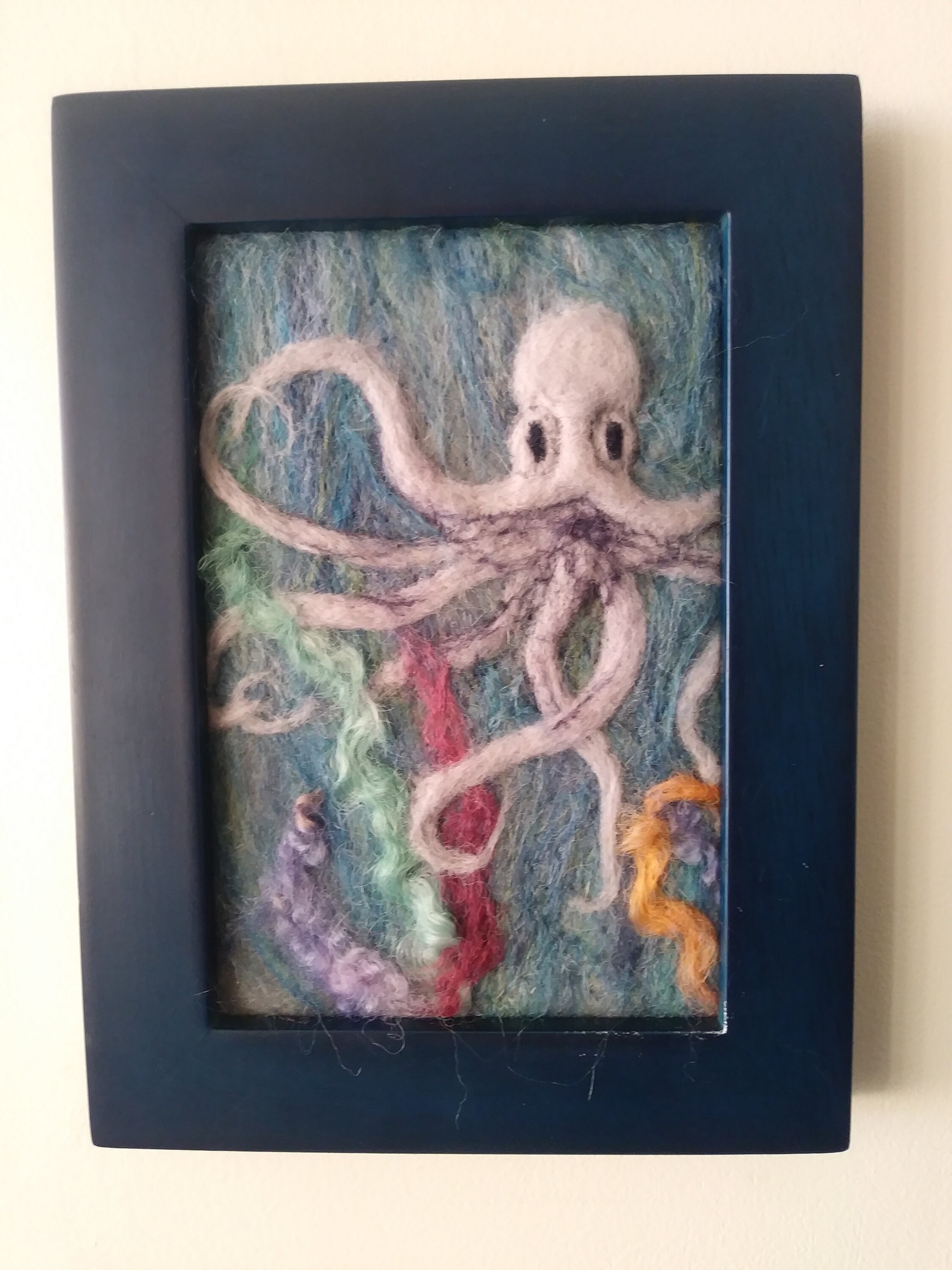 Needle Felted Octopus Art Framed Fiber Art Ocean Art - Etsy