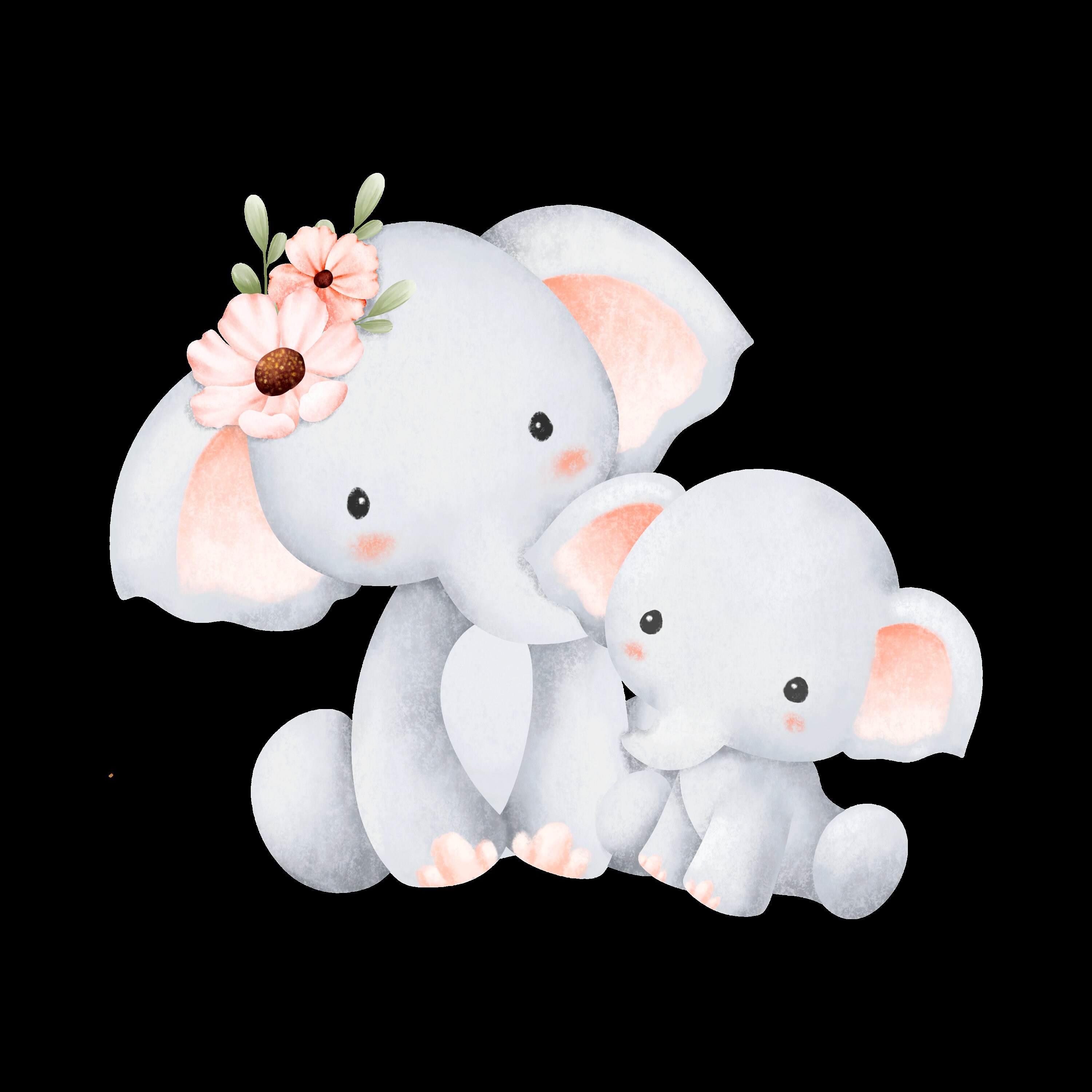 Mom Baby Elephant SVG Sweet Mama Elephant Outline Cut File Mother Day ...