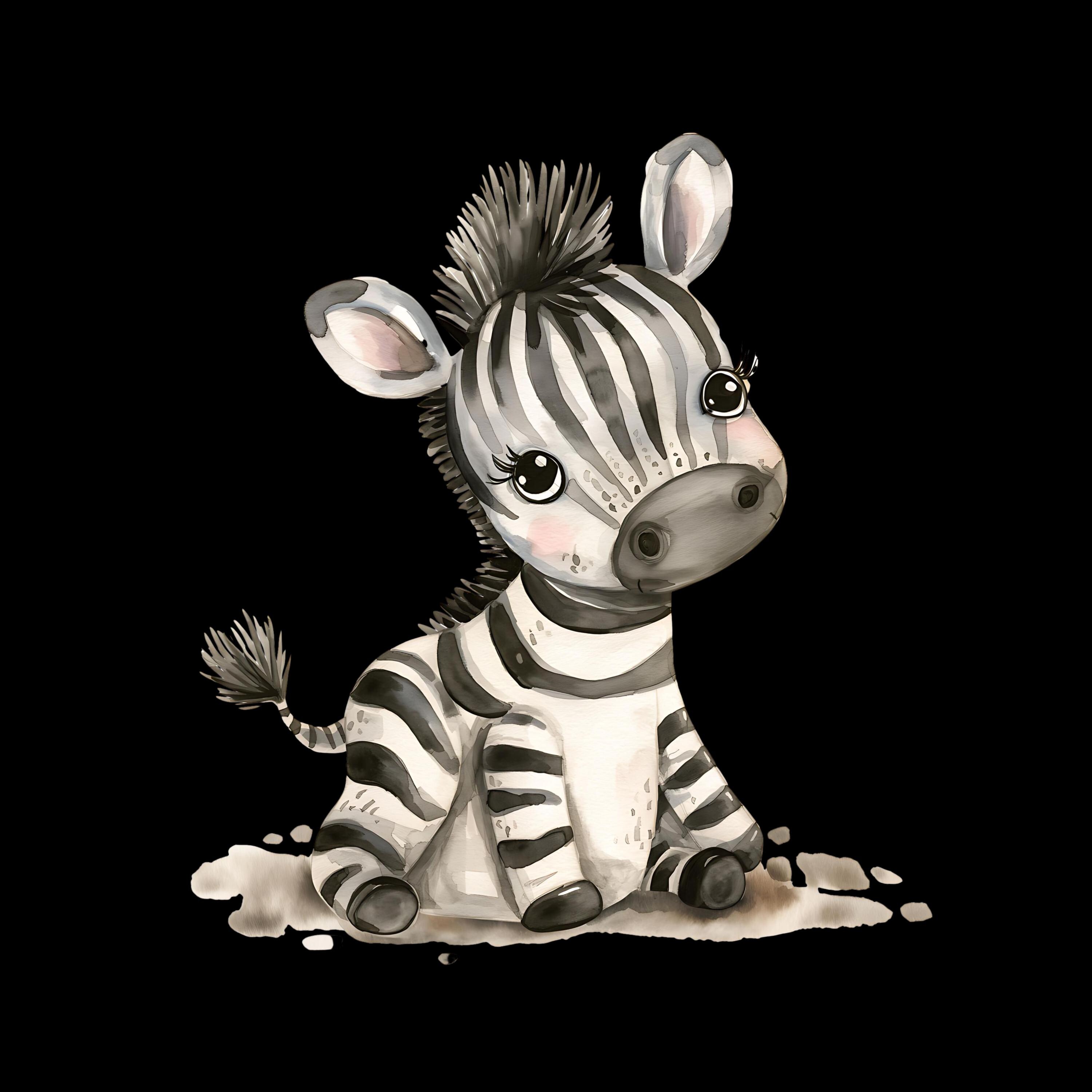 Cute Little Baby Zebra Watercolor Clipart Jungle Animal Baby Shower Png ...