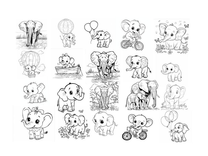 Cute Elephant Baby , 80 Printable Coloring Pages for Kids and Adults ...