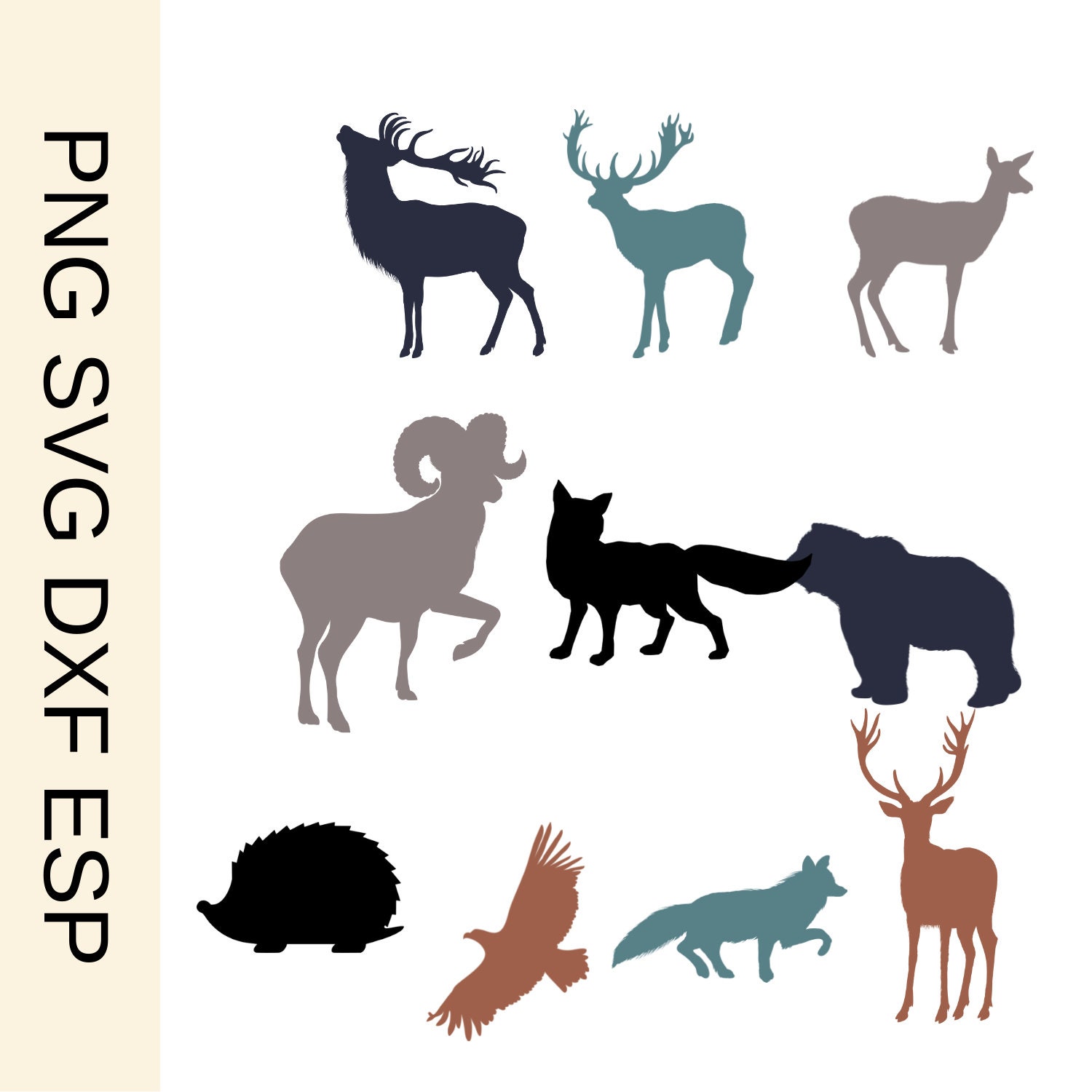 Animals Silhouette Clipart, Animals Silhouette Svg, Zoo Animals Svg ...