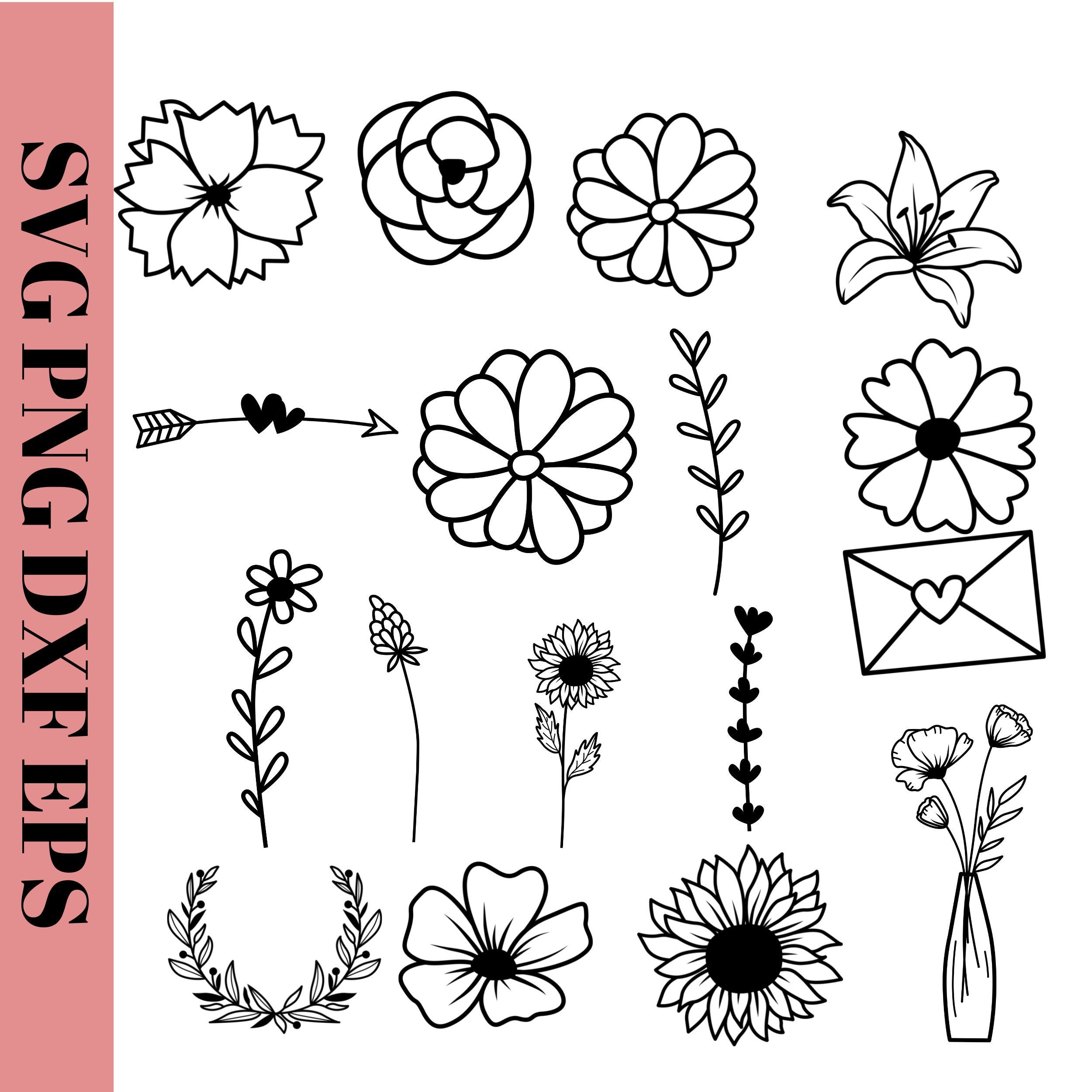 Flower Svg, Flower Bundle Svg, Wildflower Svg, Flower Svg Cut Files ...