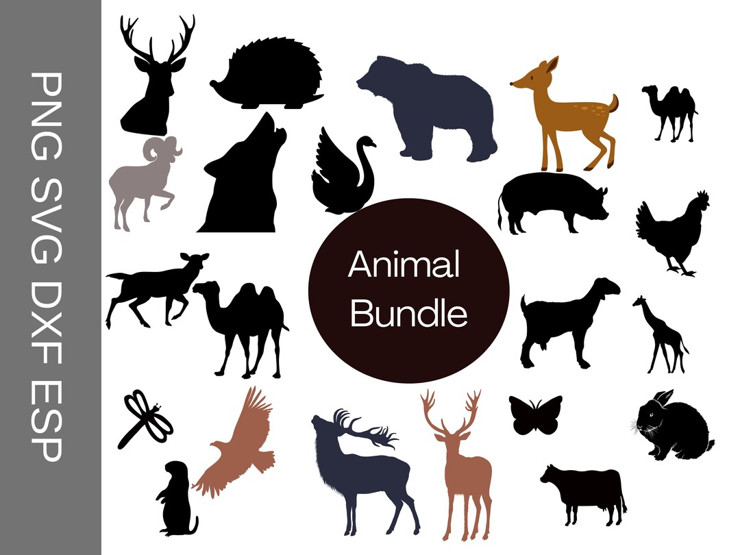 Animals Silhouette Clipart, Animals Silhouette Svg, Zoo Animals Svg ...