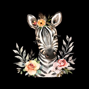 Cute Little Baby Zebra Watercolor Clipart Jungle Animal Baby Shower Png ...