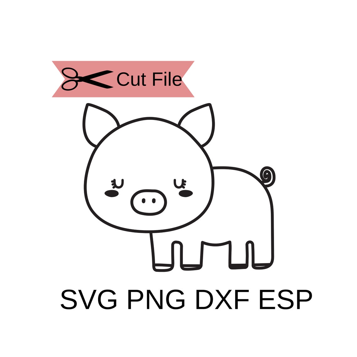 Cute Pig SVG PNG DXF Pdf. Cricut Cut Files, Silhouette. Pig Coloring ...
