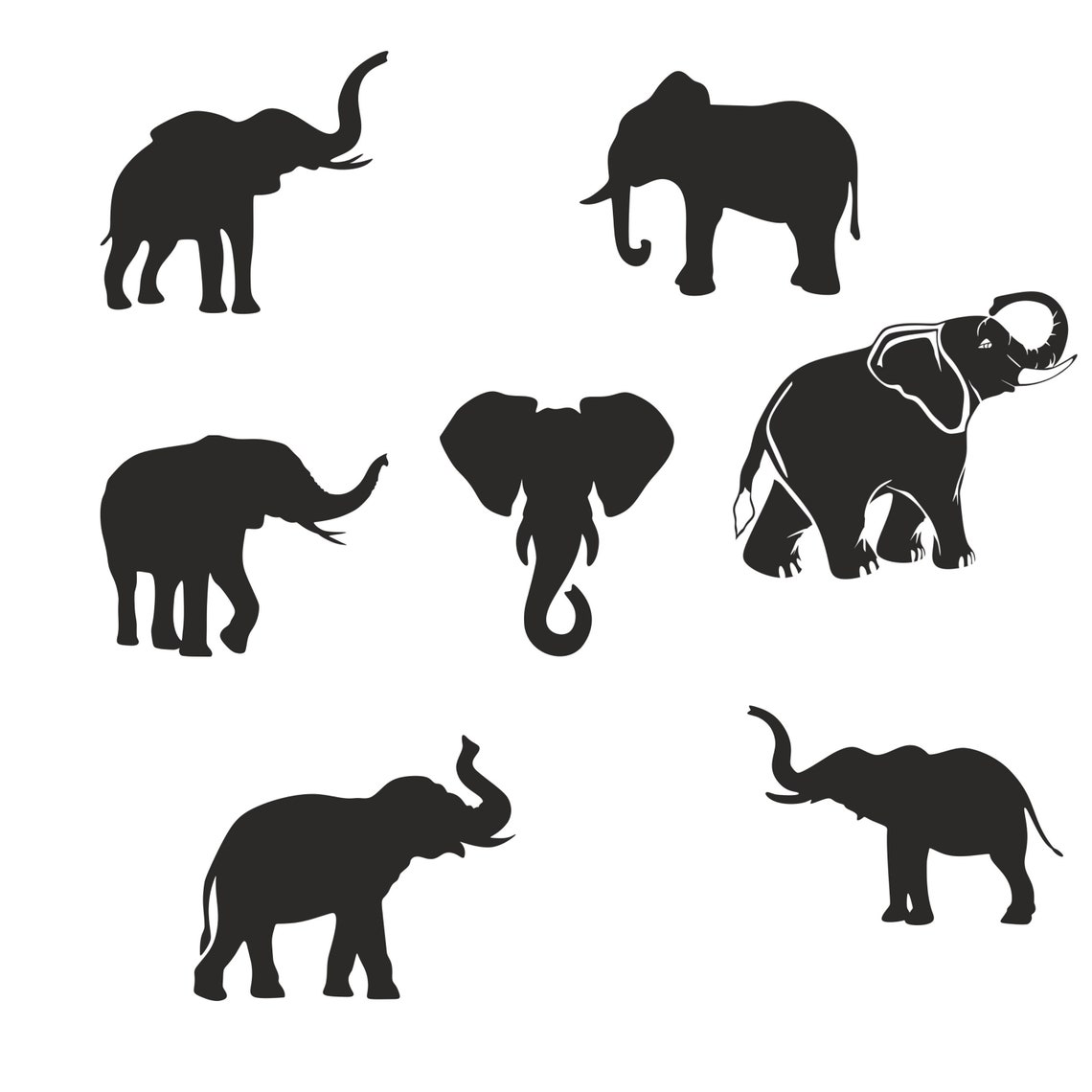 Elephant Cut Files, Cute Elephant SVG Design, Elephant Silhouettes Svg ...