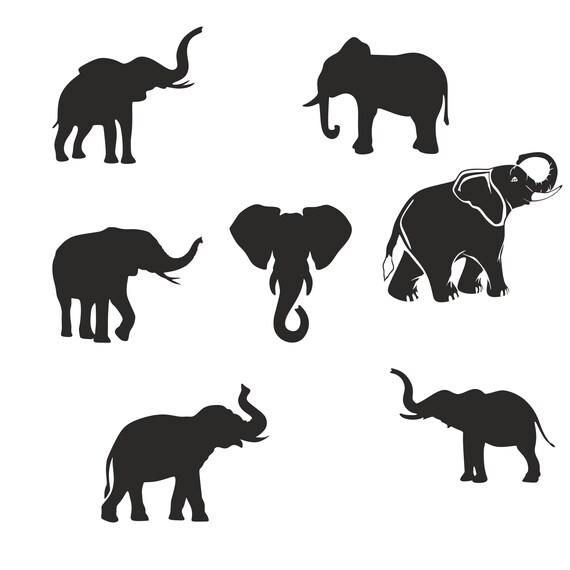 Elephant Cut Files Cute Elephant SVG Design Elephant - Etsy