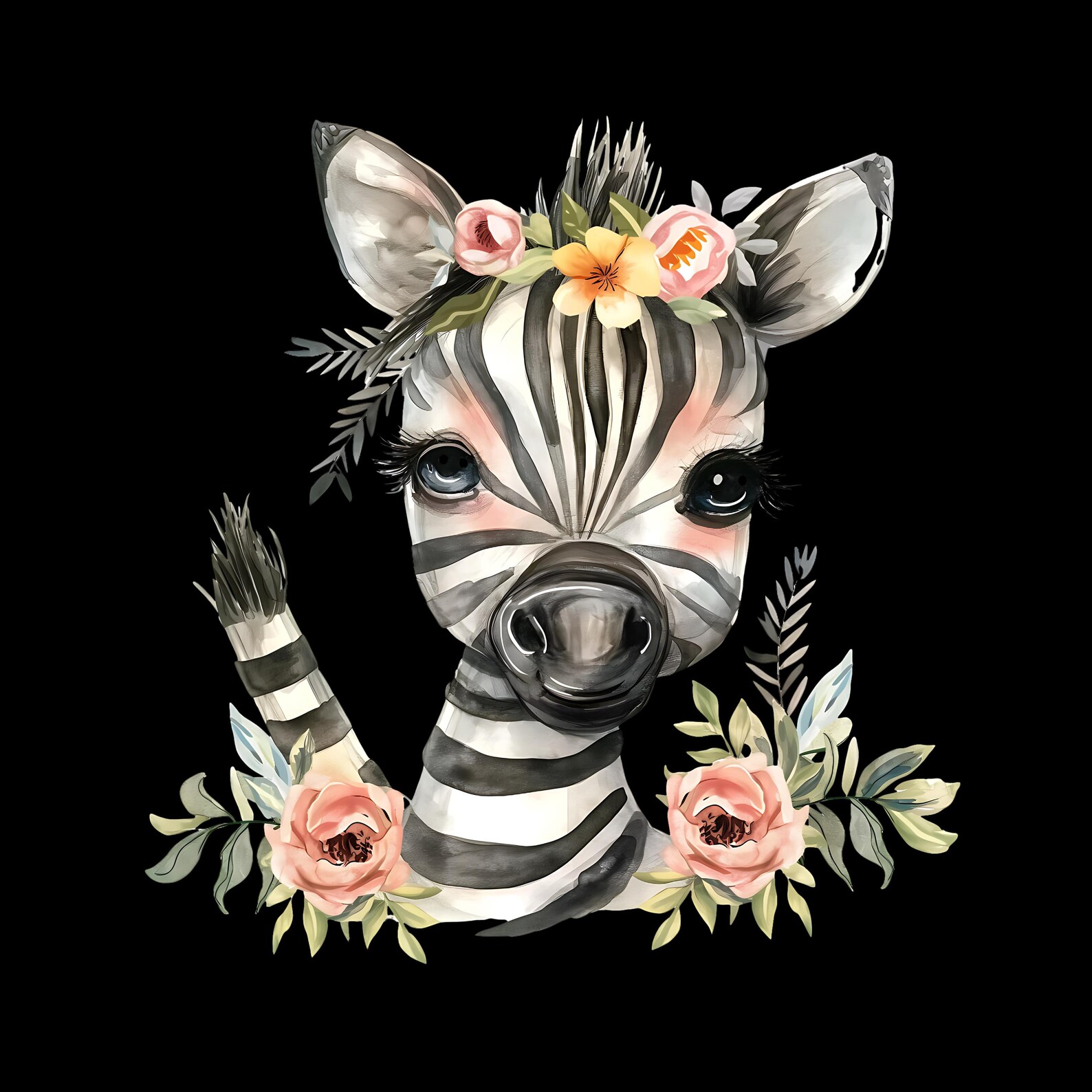 Cute Little Baby Zebra Watercolor Clipart Jungle Animal Baby Shower Png ...