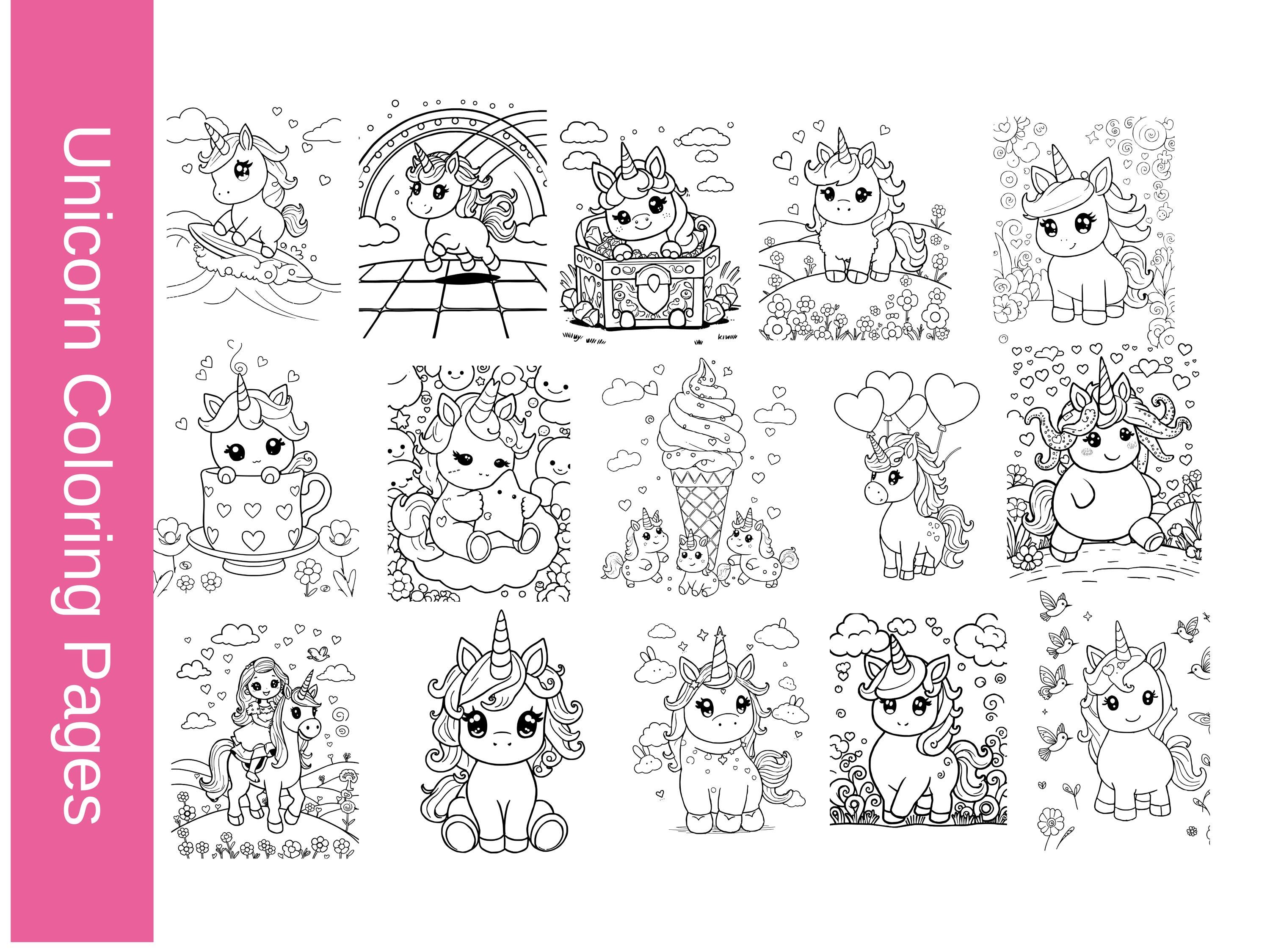 Magical Unicorn Coloring Pages: Printable Art for Kids (PDF) - Etsy