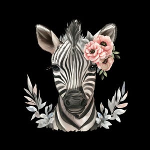 Cute Little Baby Zebra Watercolor Clipart Jungle Animal Baby Shower Png ...