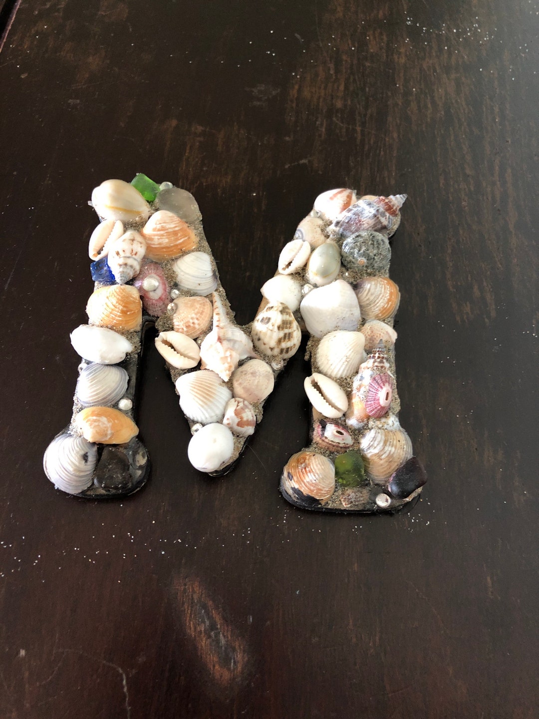 Seashell Letter M With Sand for Grout, Rhinestones - Etsy