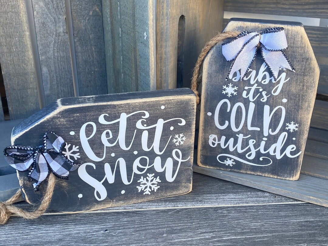 Blue Christmas Wood Decorative Tags, Rustic Christmas Gift Tags ...