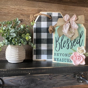 Set of 2 Spring Wooden Decorative Tags, Tiered Tray Decor, Farmhouse ...