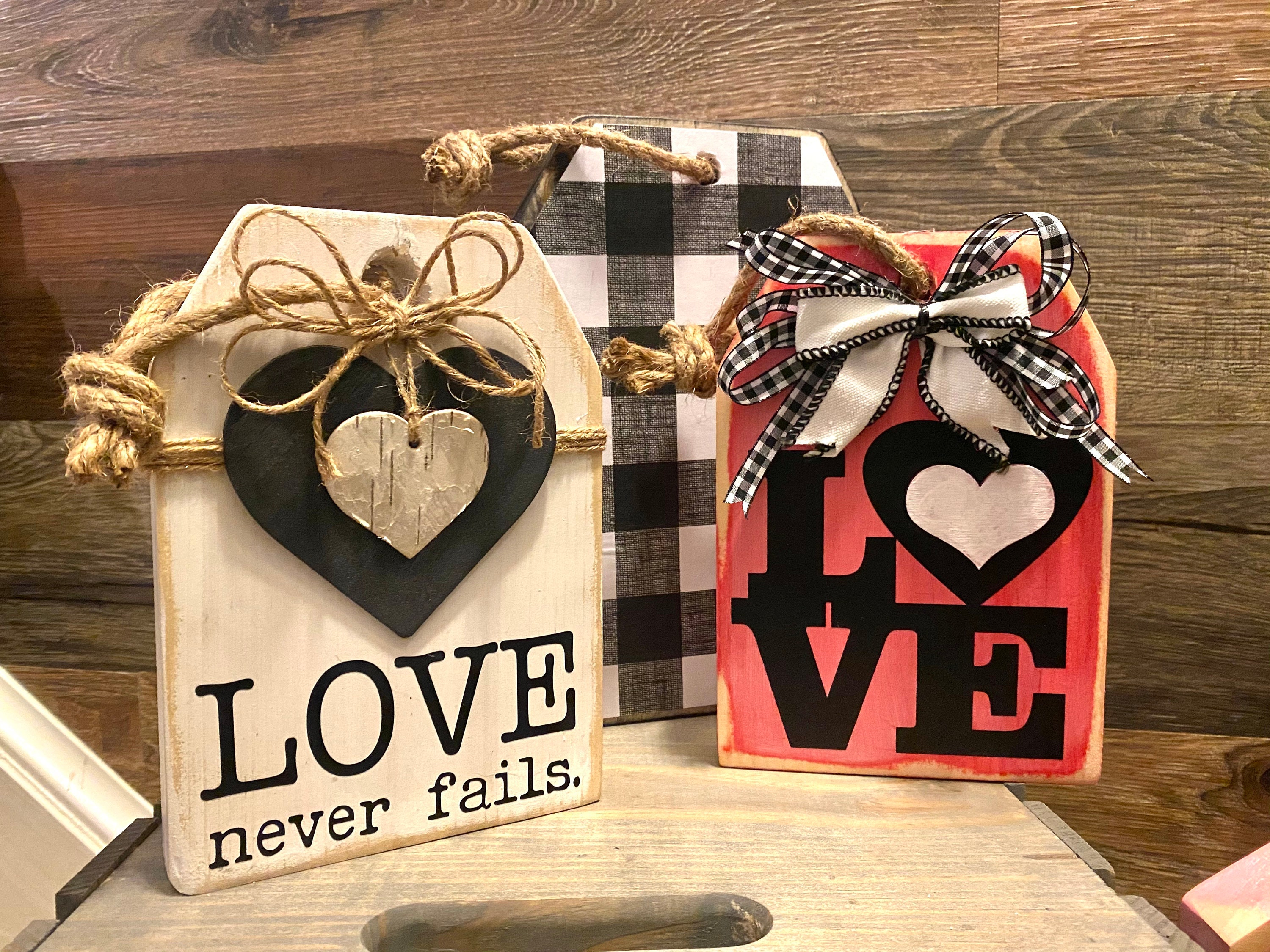 Valentines Day Wooden Decorative Tags, Tiered Tray Decor, Farmhouse ...
