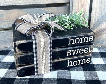 Faux Wood Book Stack, Fall Farmhouse Coffee Bar Décor, Shelf Décor ...