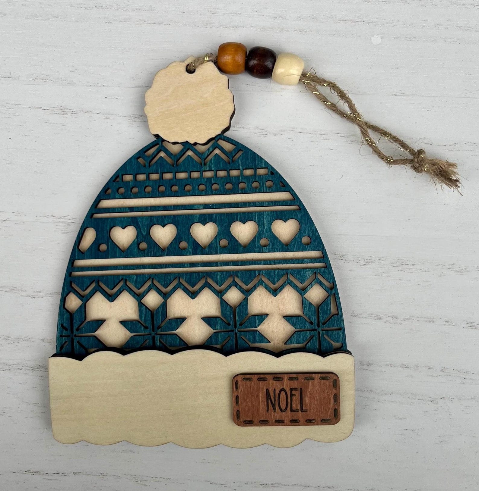 Winter Hat Gift Card Holder Ornament – Wooden Wool Hat With 3D Pompom ...