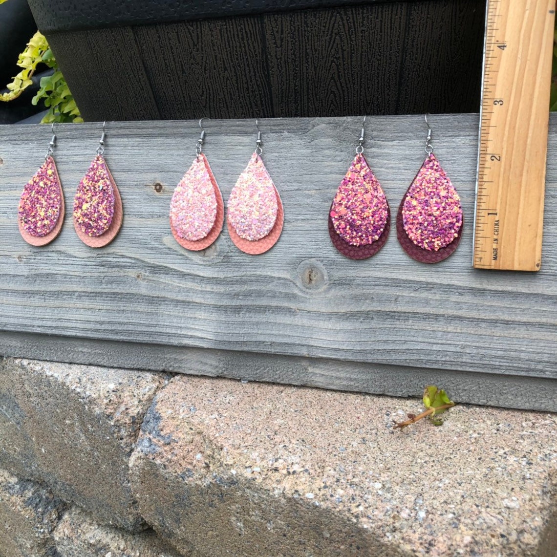 Glistening SPARKLING MERLOT Faux Leather Earrings Style G | Etsy