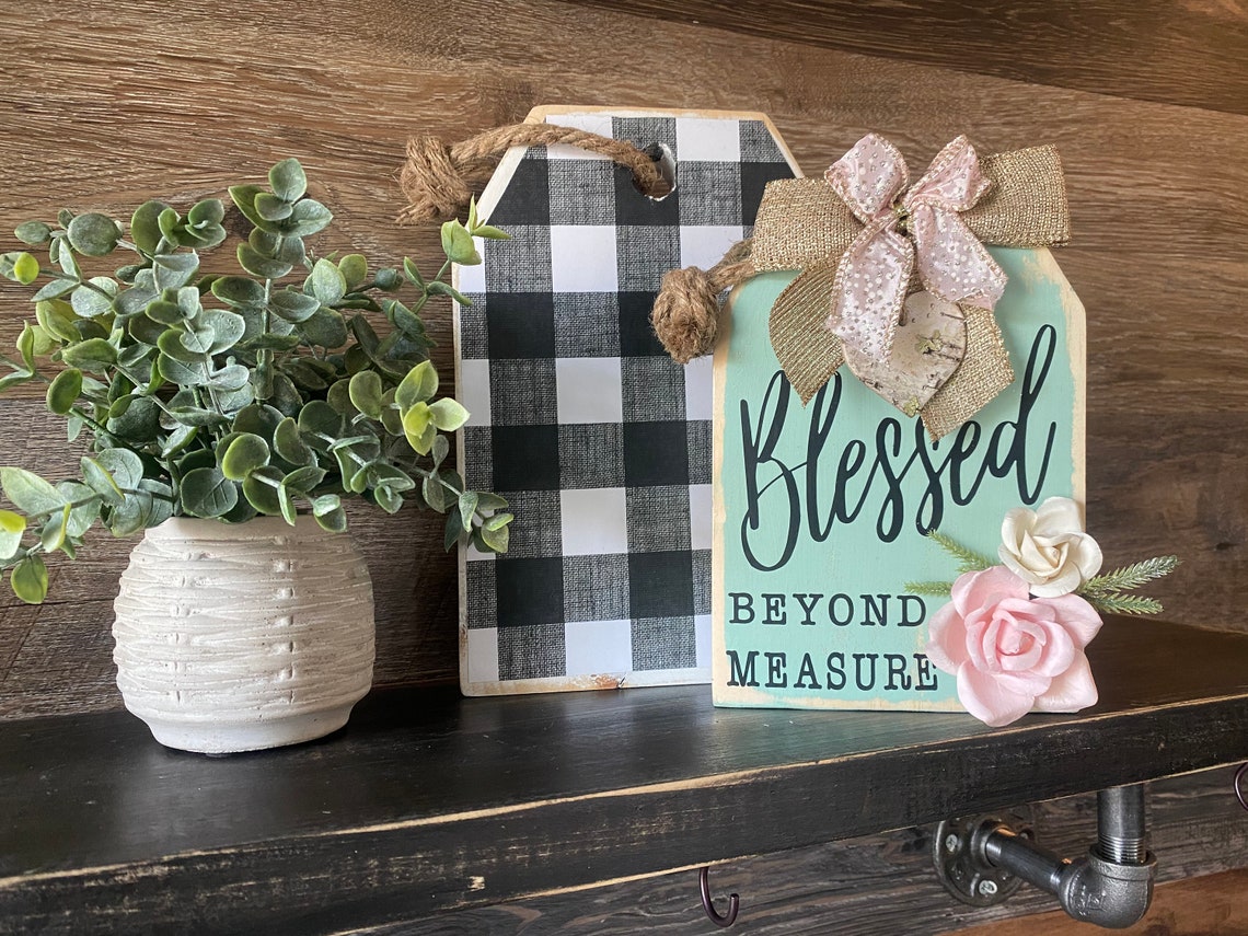 Set of 2 Spring Wooden Decorative Tags Tiered Tray Decor - Etsy