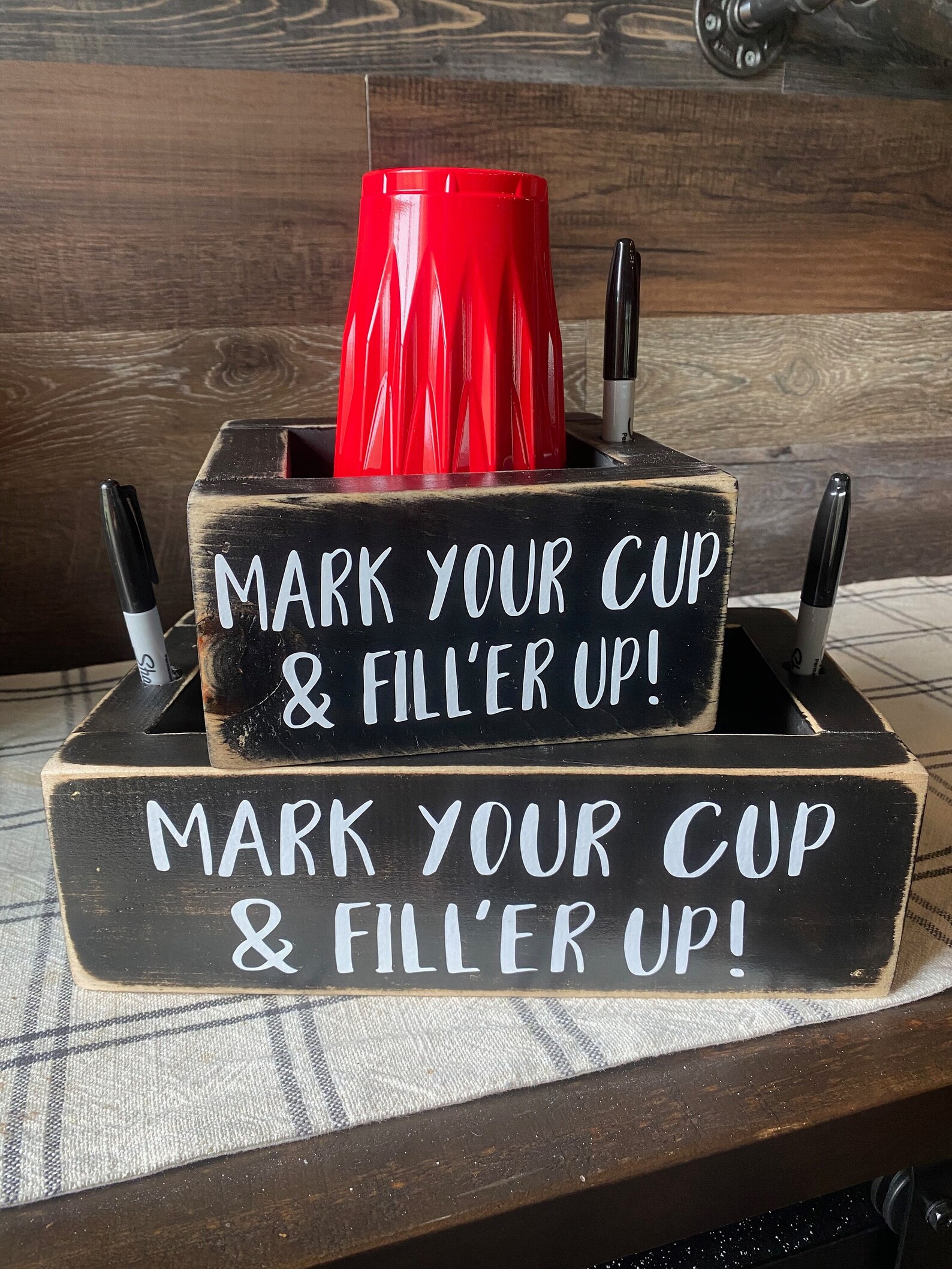 Solo Cup Holder Double Solo Cup Holder Mark Your Cup Wooden - Etsy