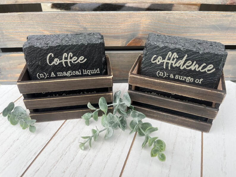 Slate Coasters, Coffee Definitions, Natural Slate Coaster Set, Slate ...