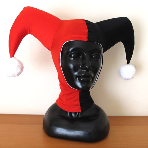 Long Jester Hat Black Fleece Two Pointed Harlequin Cap Gothic - Etsy