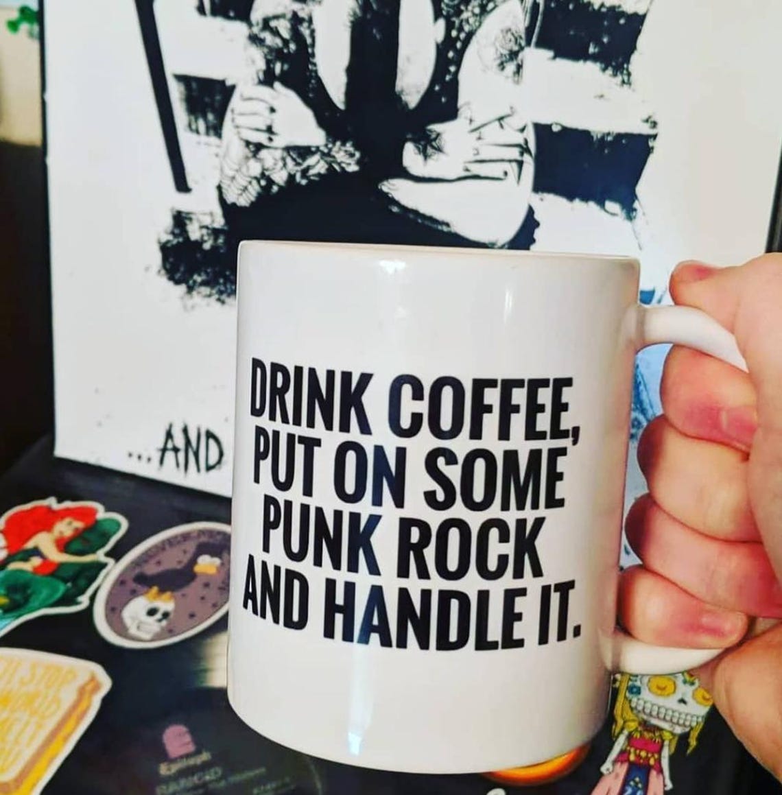 Drink Coffee Listen to Punk Rock Handle It Mug Music Rock Resist ...