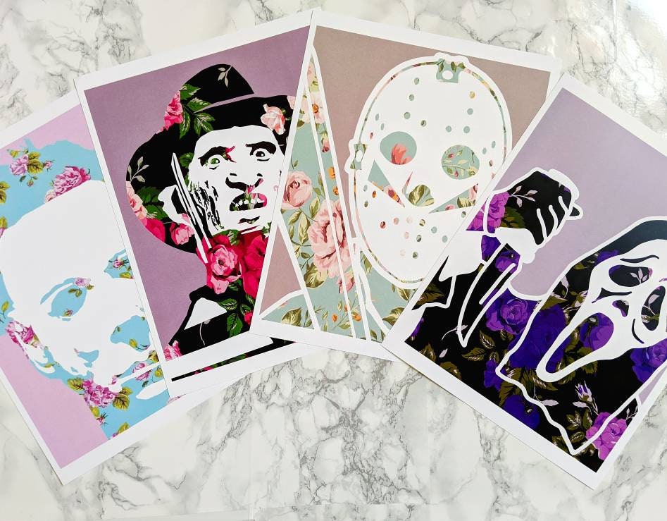 Floral Serial Slasher Mike Jason Killer Set Prints 8x10