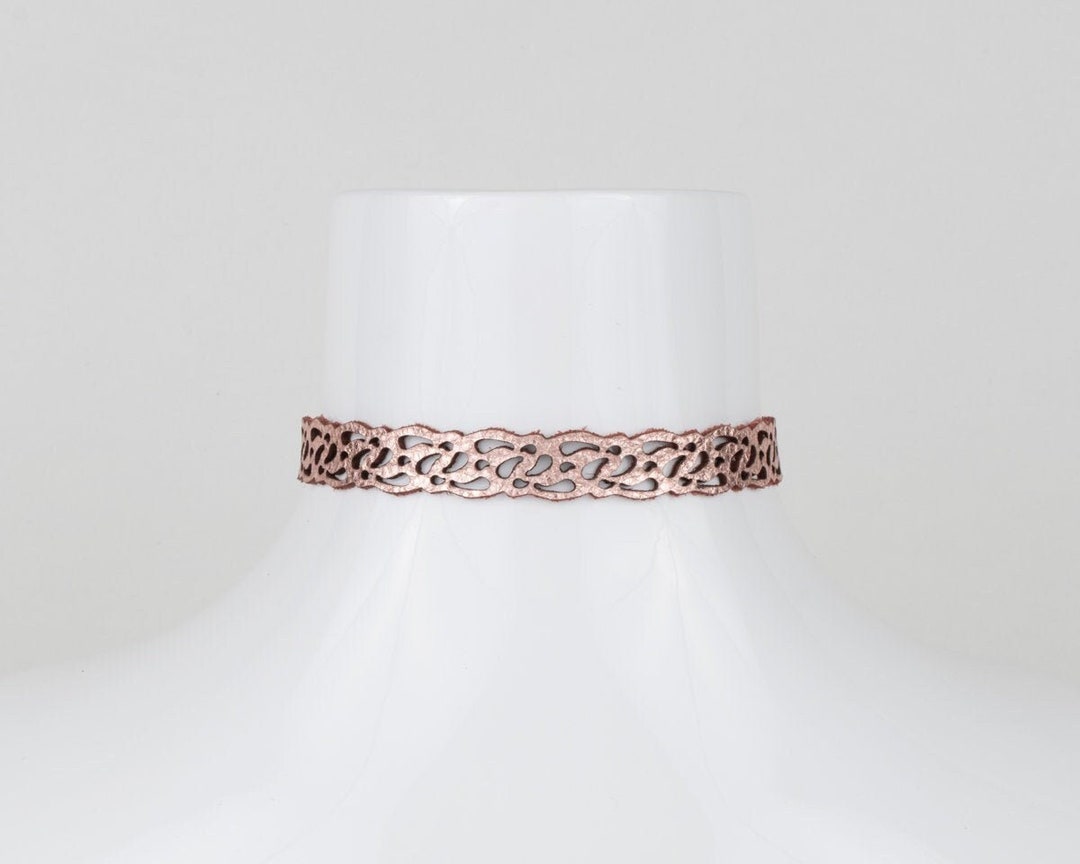 Leather Choker Necklace Laser Cut Leather Choker Goth Choker Thin ...