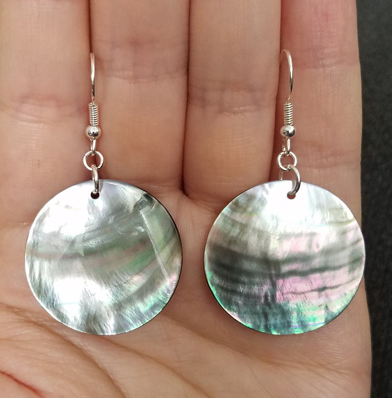 Real Natural Shiny Abalone Shell Seashell Mother of Pearl Disk Ocean ...