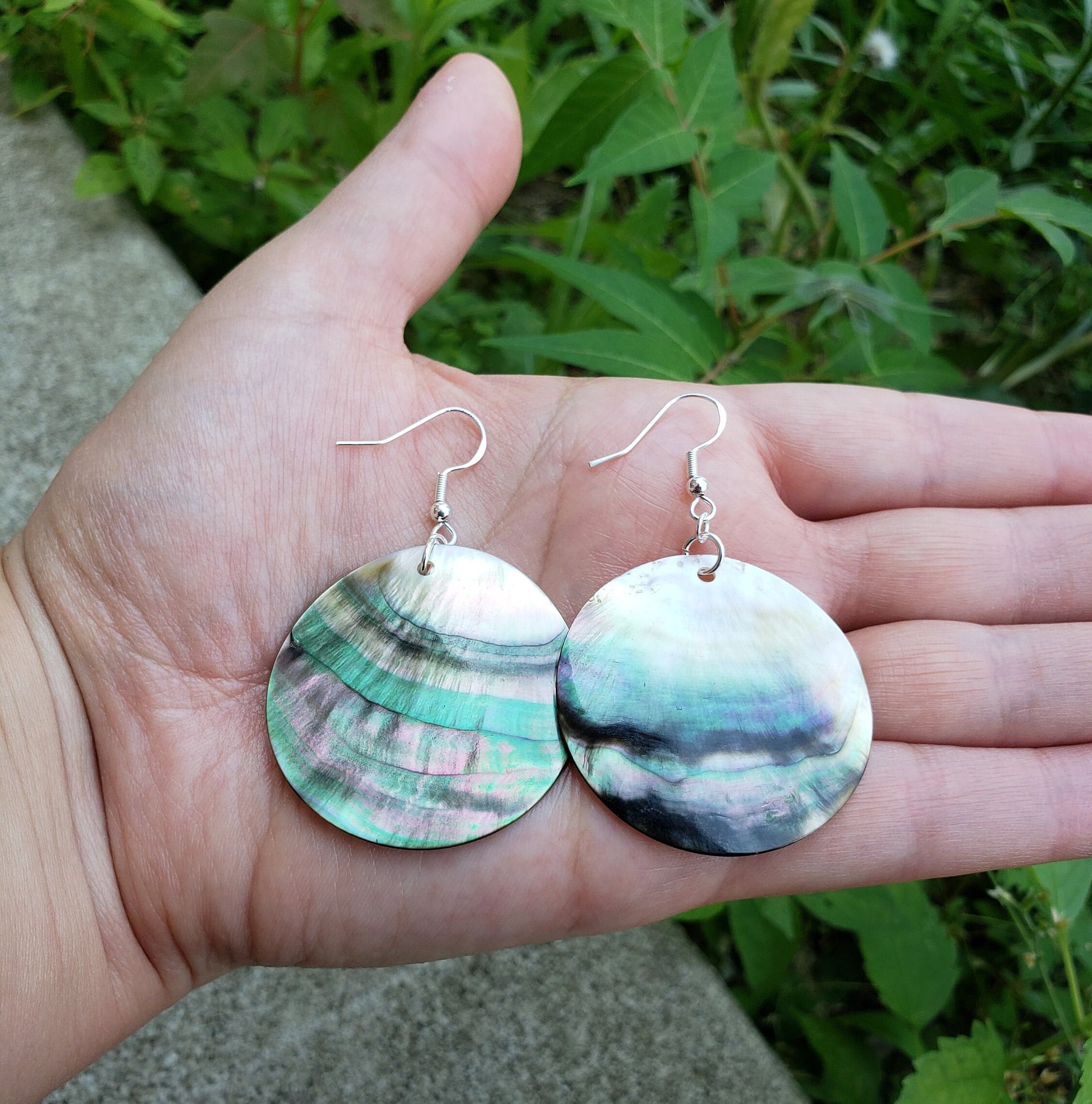 Real Natural Beautiful Big Abalone Gray Red Green Mother of - Etsy