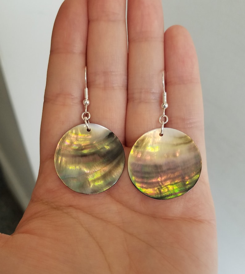 Real Natural Shiny Abalone Shell Seashell Mother of Pearl Disk Ocean ...