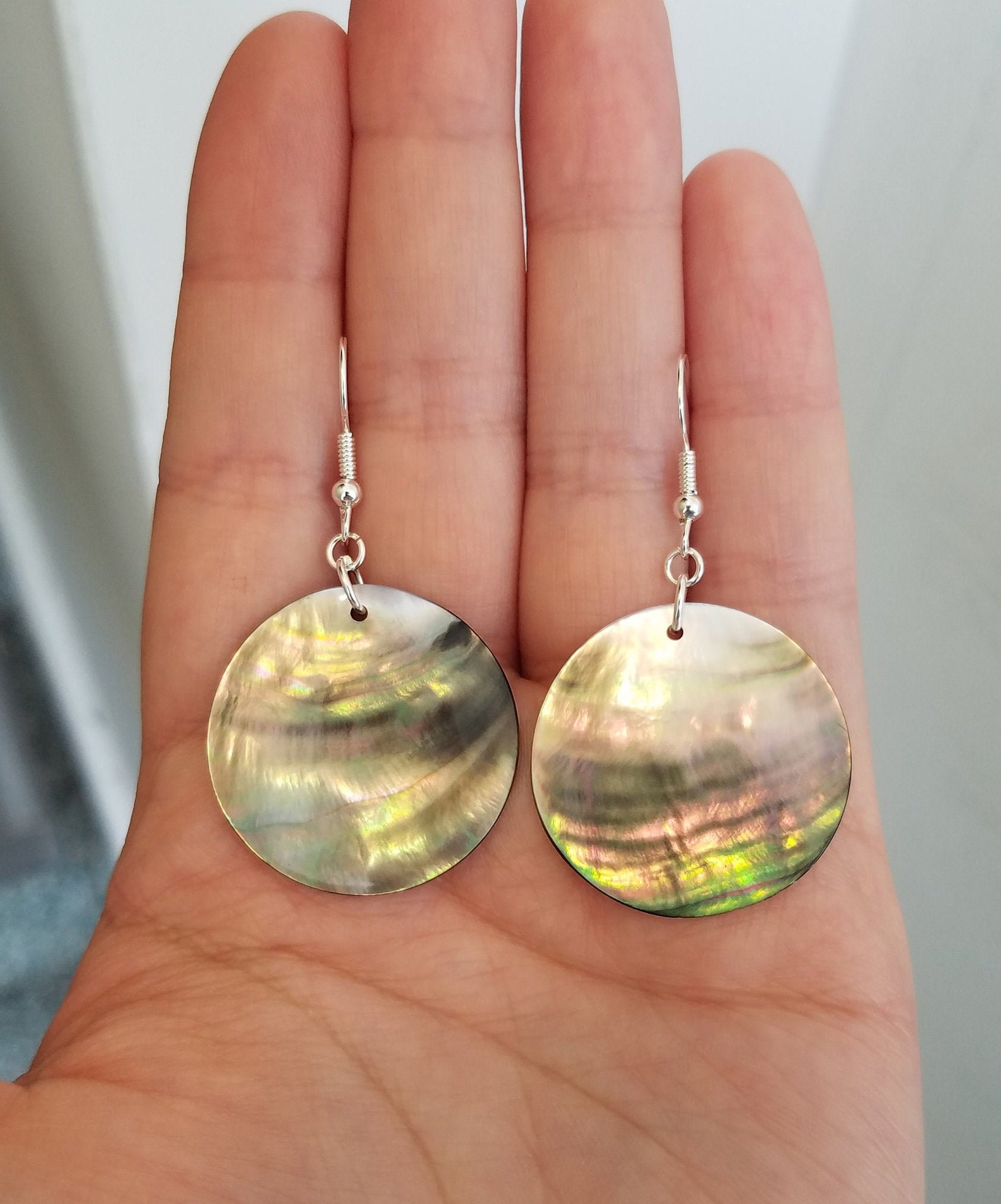 Real Natural Shiny Abalone Shell Seashell Mother of Pearl Disk Ocean ...