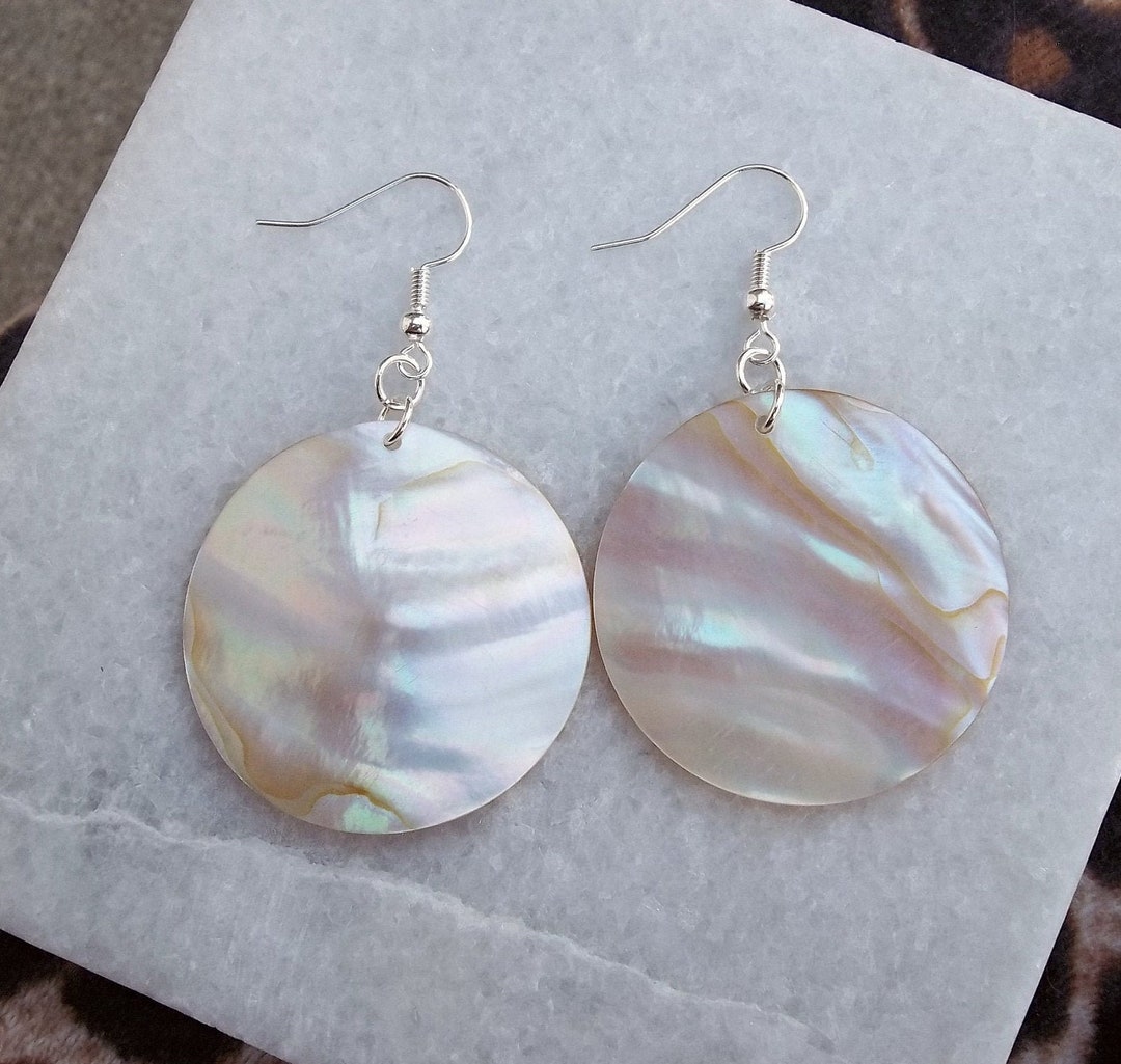 Real Natural Rainbow Shiny White Tan Abalone Shell Seashell Disk Ocean ...