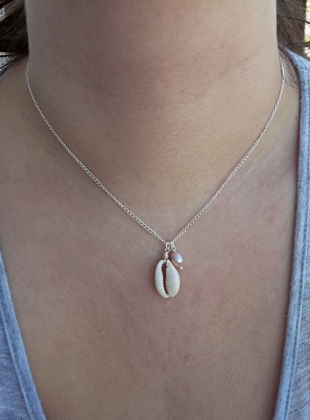 Real Natural Cowrie Shell Seashell Light Pink Freshwater Pearl Island ...