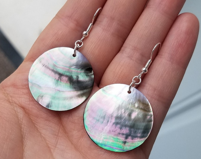 Real Natural Shiny Abalone Shell Seashell Mother of Pearl Disk Ocean ...