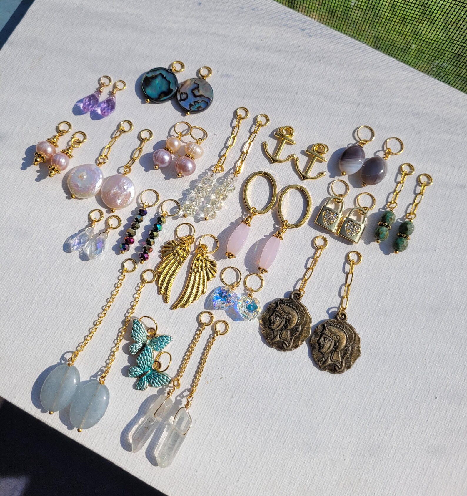 Real Natural Mix and Match Mismatched Crystal Gemstone Pearl Pair Add ...