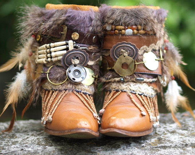 Custom Upcycled REWORKED Vintage BOHO Boots Festival BOOTS Gypsy Boots ...