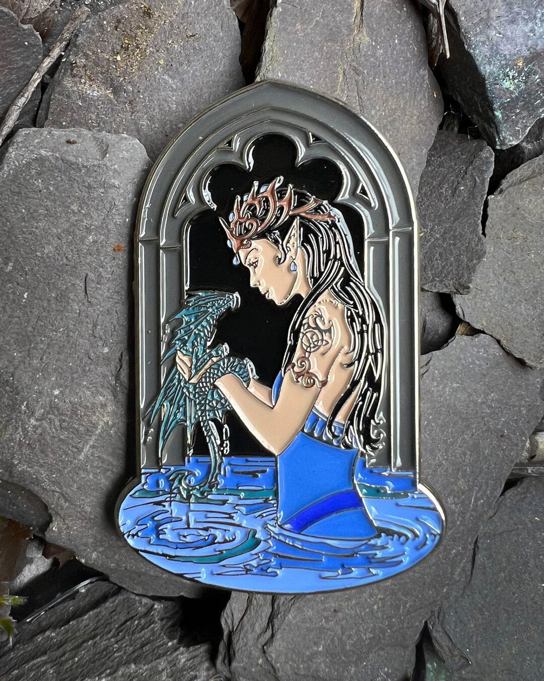 Water Dragon Pin Badge - Etsy