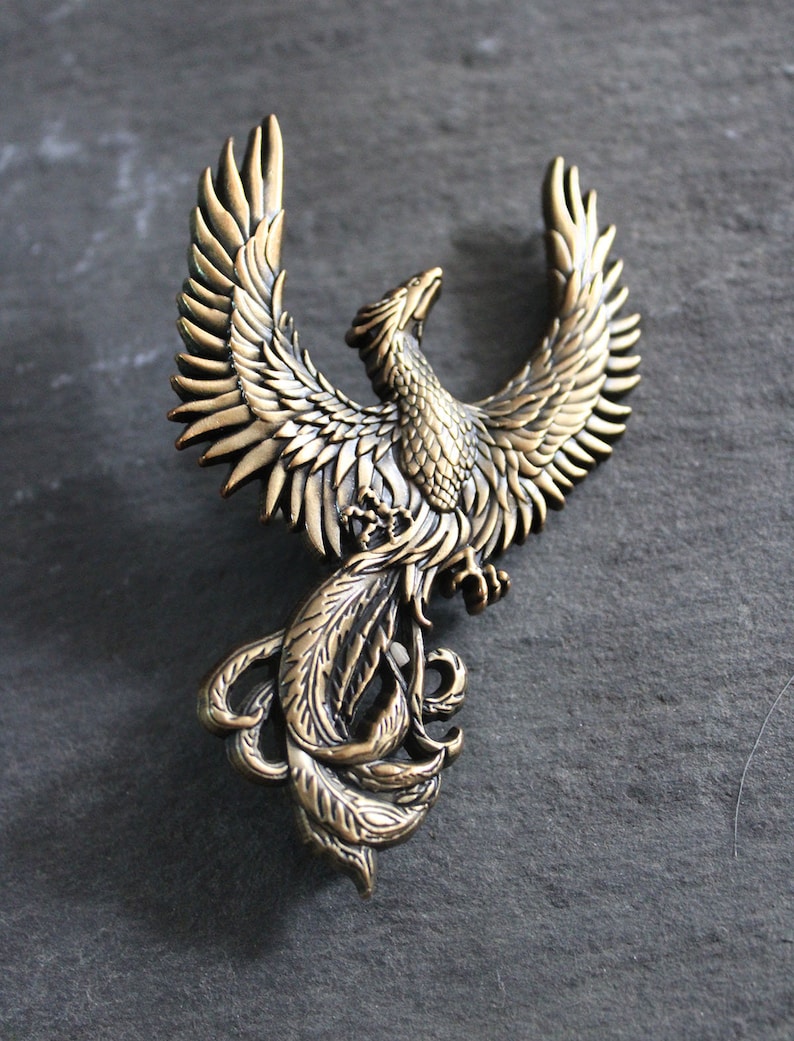 Phoenix Rising Pin Badge - Etsy