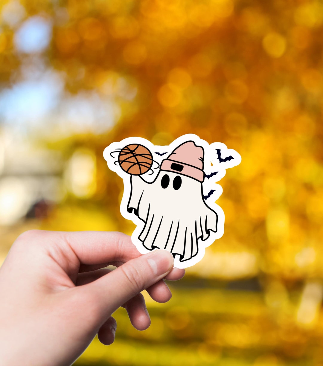 Basketball Ghost Sticker, Perfect for Halloween Decor, Laptop ...