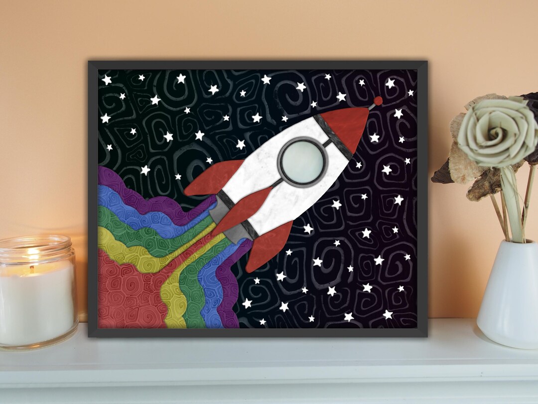Rocket Ship Clay Art Print - Etsy