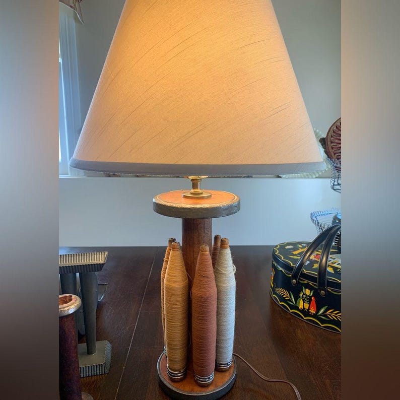 Antique Thread Spindle Lamp - Etsy